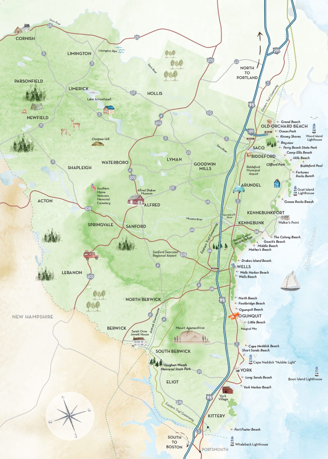 Map of The Maine Beaches